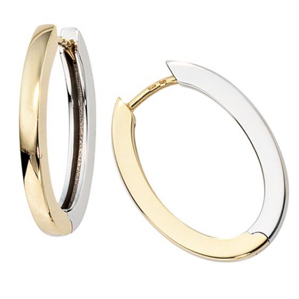 Creolen oval 585 Gelbgold Weißgold günstig bei dekodor